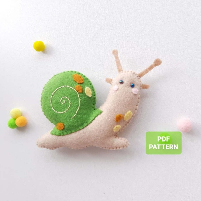 Snail Sewing Pattern Felt Animal Pattern Cute Snail Doll Pdf Pattern ...