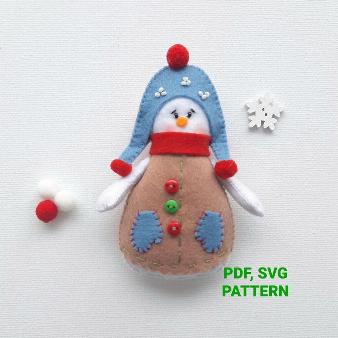 Snowman Sewing Pattern PDF, Felt Tree Toy SVG, Christmas Ornament ...