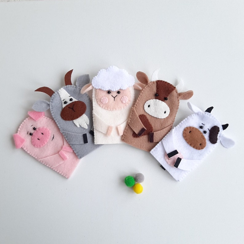 Farm Animal Finger Puppets Pattern Felt Goat Pig Cow Bull - Etsy
