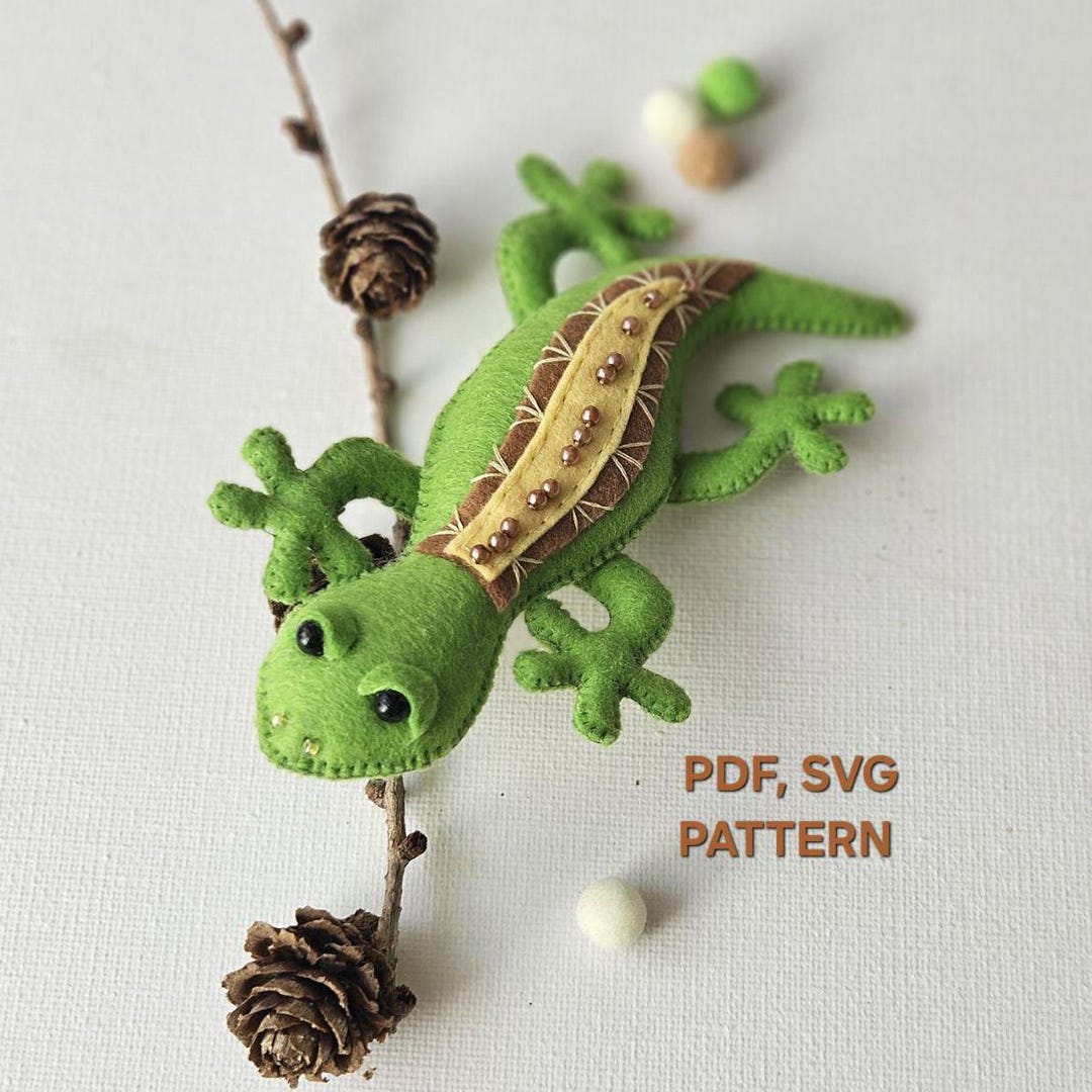Lizard Pattern Felt Sewing Pattern PDF SVG, Salamander Ornament DIY ...