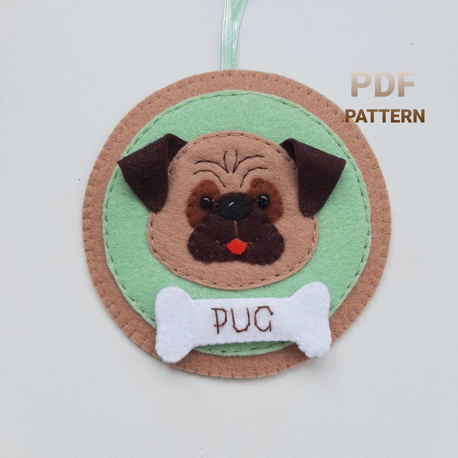 Felt Dog Pattern Plush Sewing Pug Ornament Pdf Pattern Dog Tutorial Pdf ...