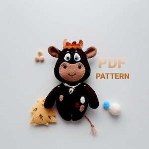 Bull PDF Pattern Farm Animals Patterns Felt Ornaments Bull Toy Cow ...