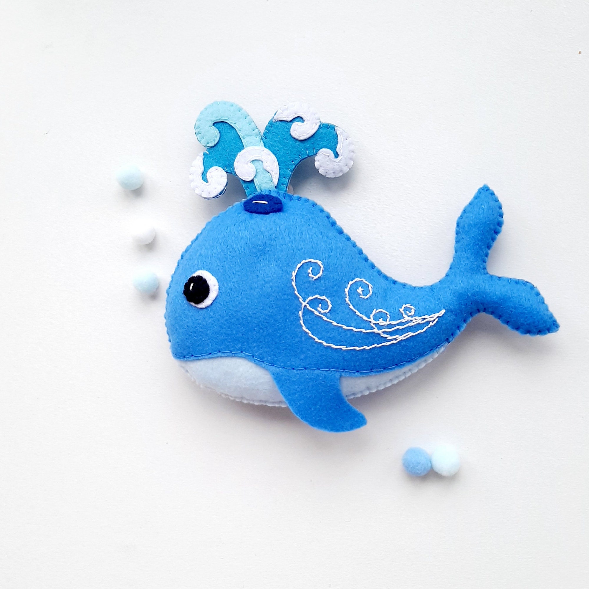 Whale pattern felt sewing PDF download Ocean whale ornament | Etsy