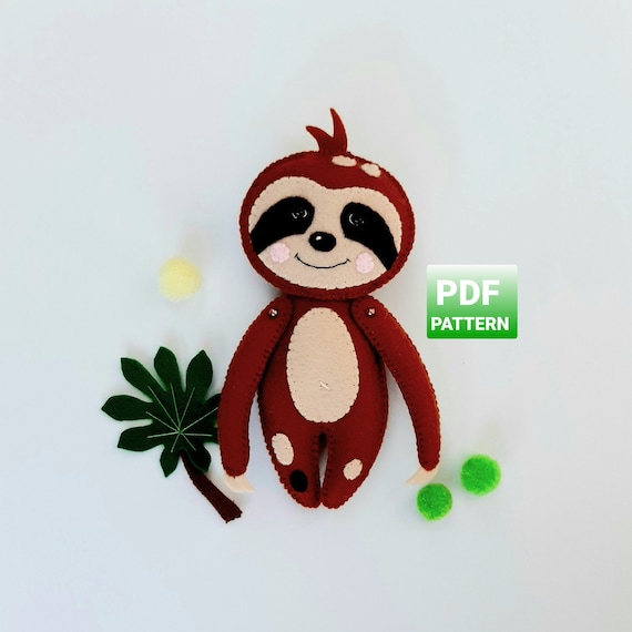 Sloth sewing pattern Felt sloth pattern pdf Felt animal | Etsy