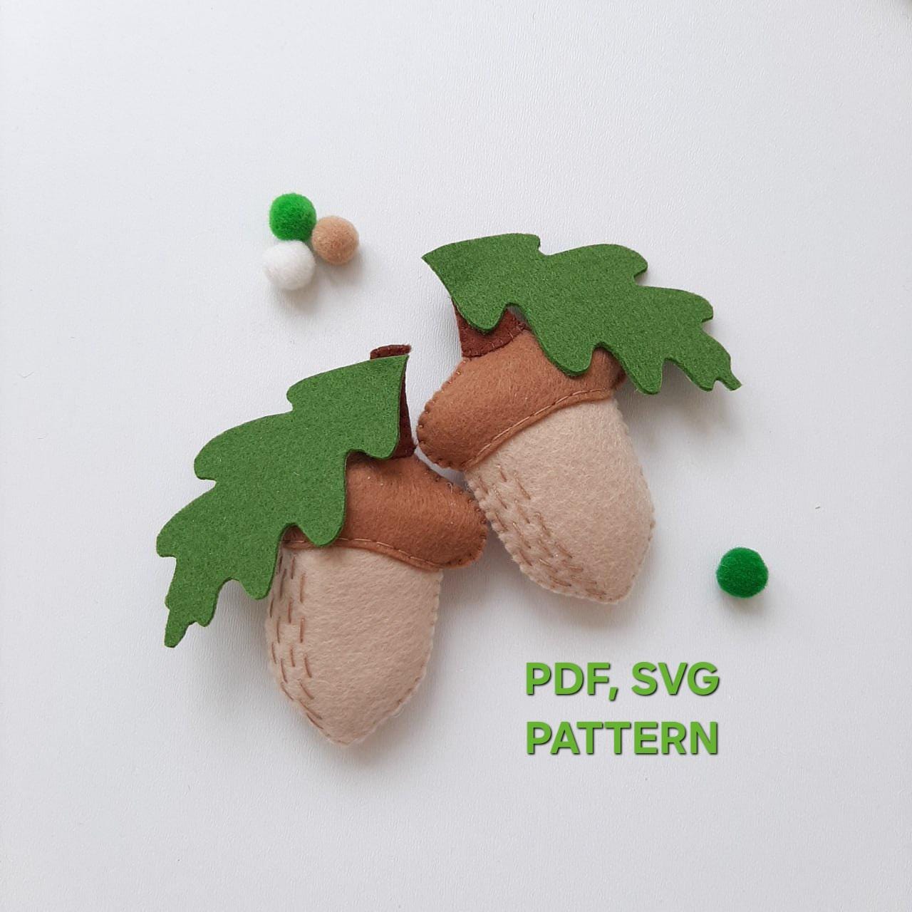 Acorn Felt Pattern, Acorn PDF SVG Pattern, Woodland Party Favors Sewing ...