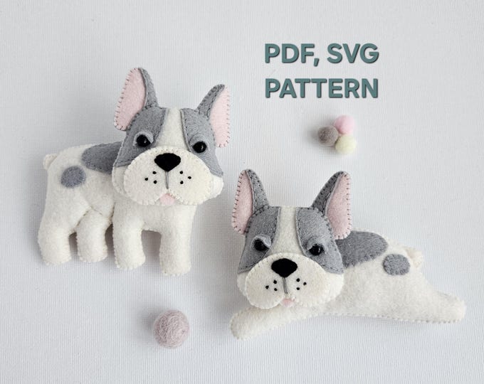 Игрушка бульдог из фетра – PDF-шаблон для милого украшения своими ...