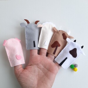 Farm Animal Finger Puppets Pattern, Felt Goat, Pig, Cow, Bull, Sheep ...