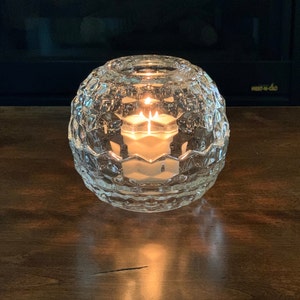 Vintage Homco Clear Cube Glass Pattern 2 Piece Globe Fairy Light Candle ...