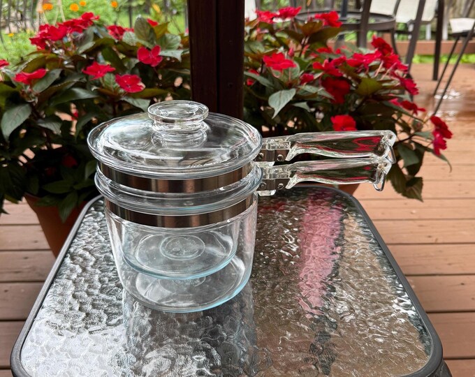 Vintage Pyrex Flameware Double Boiler - #6283 L / #6283 U With Lid- 1 1 ...