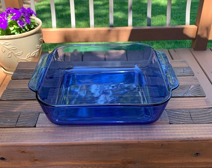 Vintage Pyrex Cobalt Blue Square 2 Qt. Ovenware Dish 222-R Excellent ...
