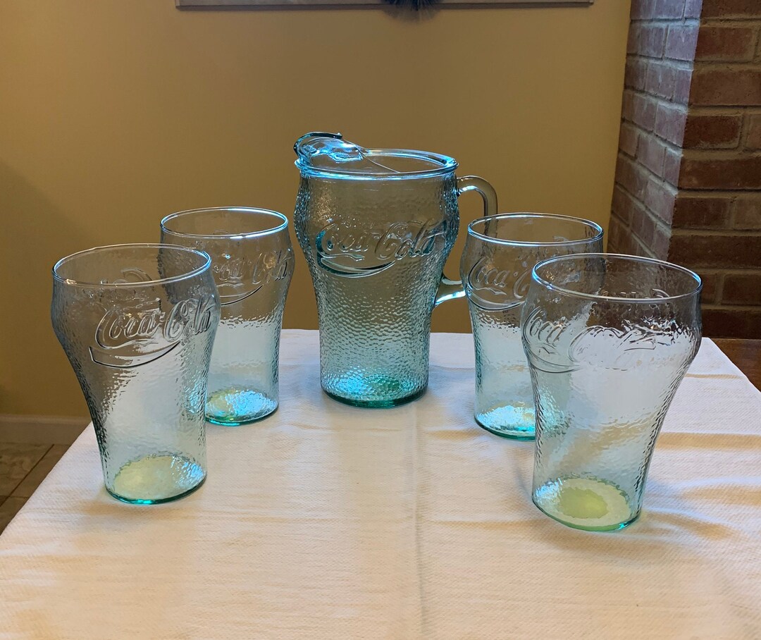 Set of 5 Vintage Pebbled "georgia Green'" Coca Cola Pitcher and 4 Huge ...