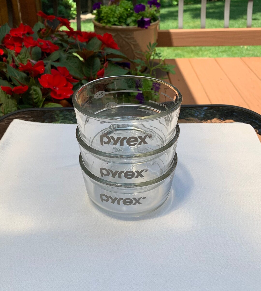 Vintage Pyrex Set of 3 Measuring Bowls - 1 Cup - #7202 - Excellent ...