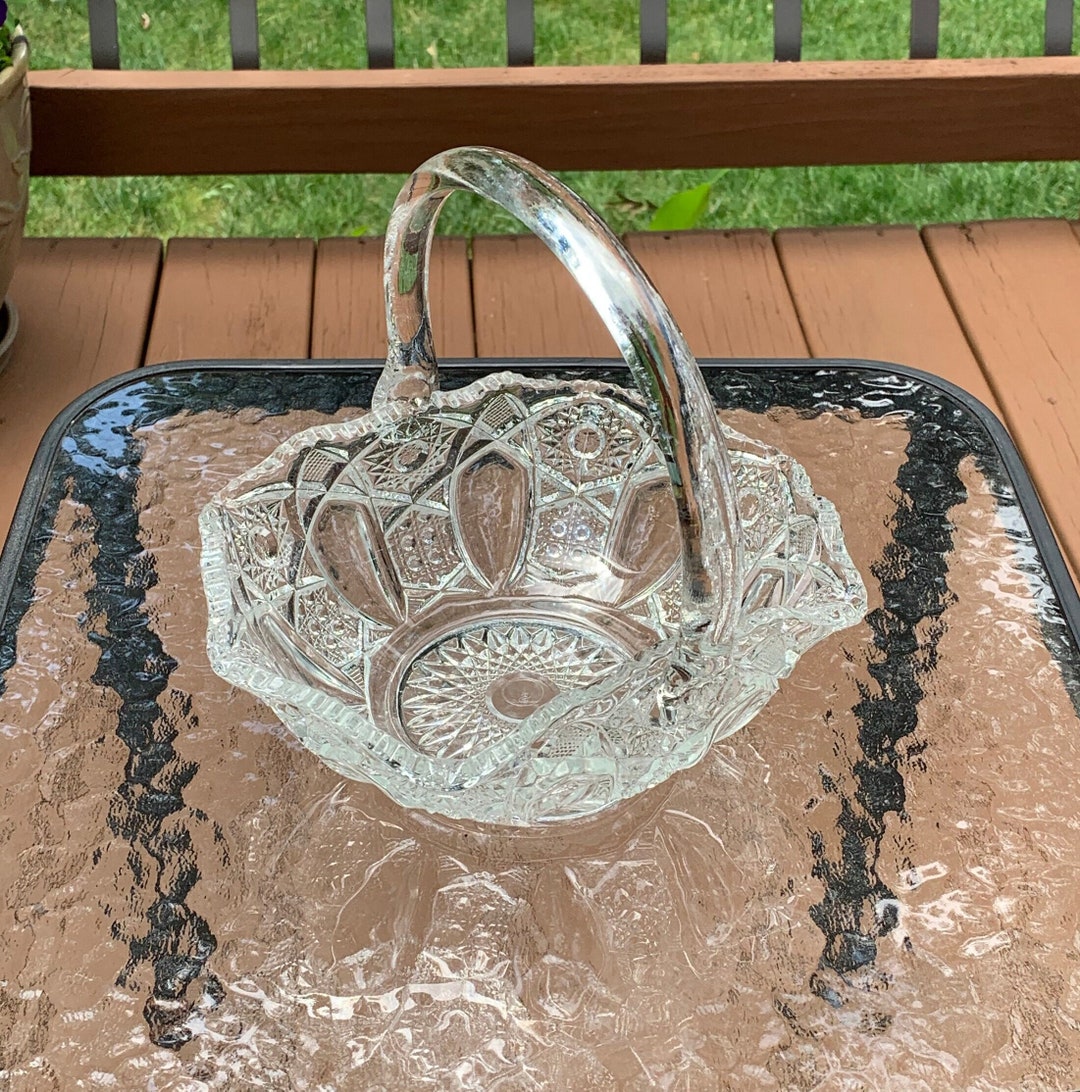 Vintage L. E. Smith Glass Quintec Pattern 8" Basket - #335 - Excellent ...