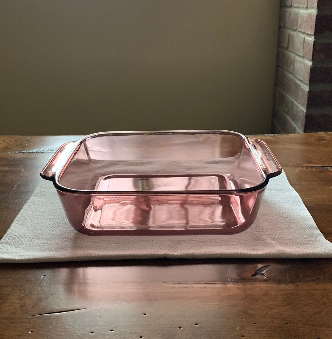 Vintage Pyrex Cranberry Square Bakeware Dish 222-R 2 Qt. Very Good ...