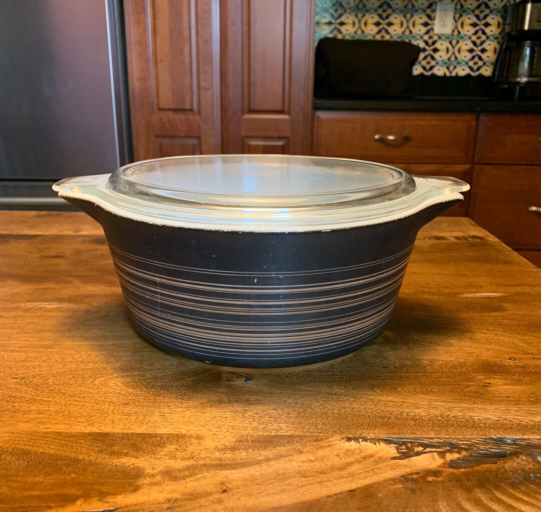 Vintage 1960's Pyrex Terra Pattern #475-B, 2 1/2 Qt. Bowl With Clear ...