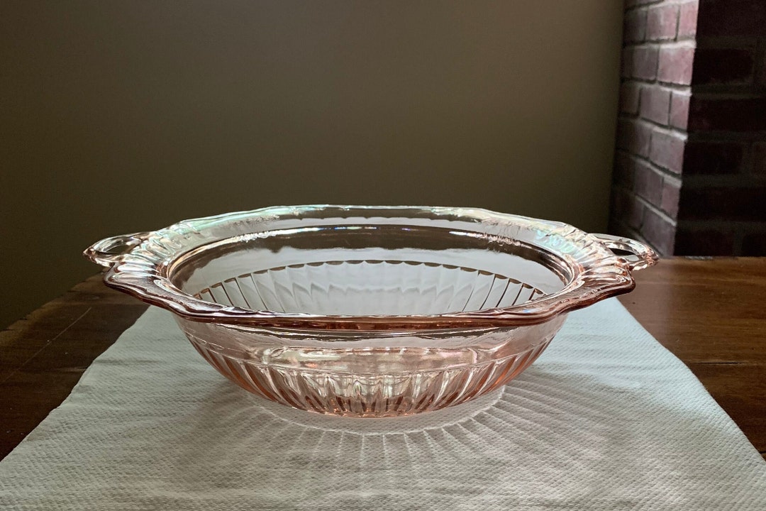 Vintage 1930s Mayfair Pattern Pink Depression Glass Open Handled ...