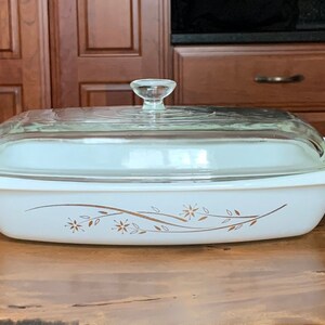 Vintage 1960s Pyrex Golden Honeysuckle Casserole Dish With Domed Lid ...