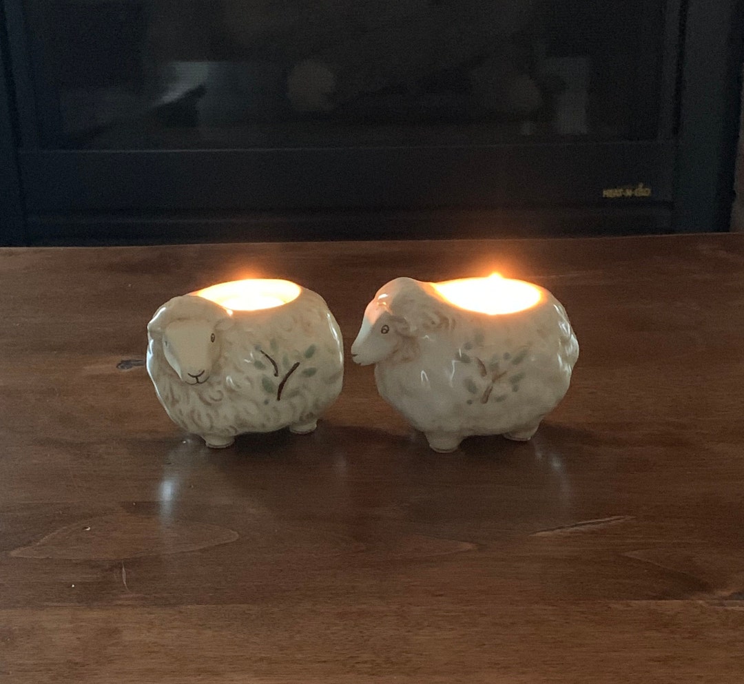 Vintage Partylite Country Comfort Sheep Tea Light Pair - Set of 2 - # ...