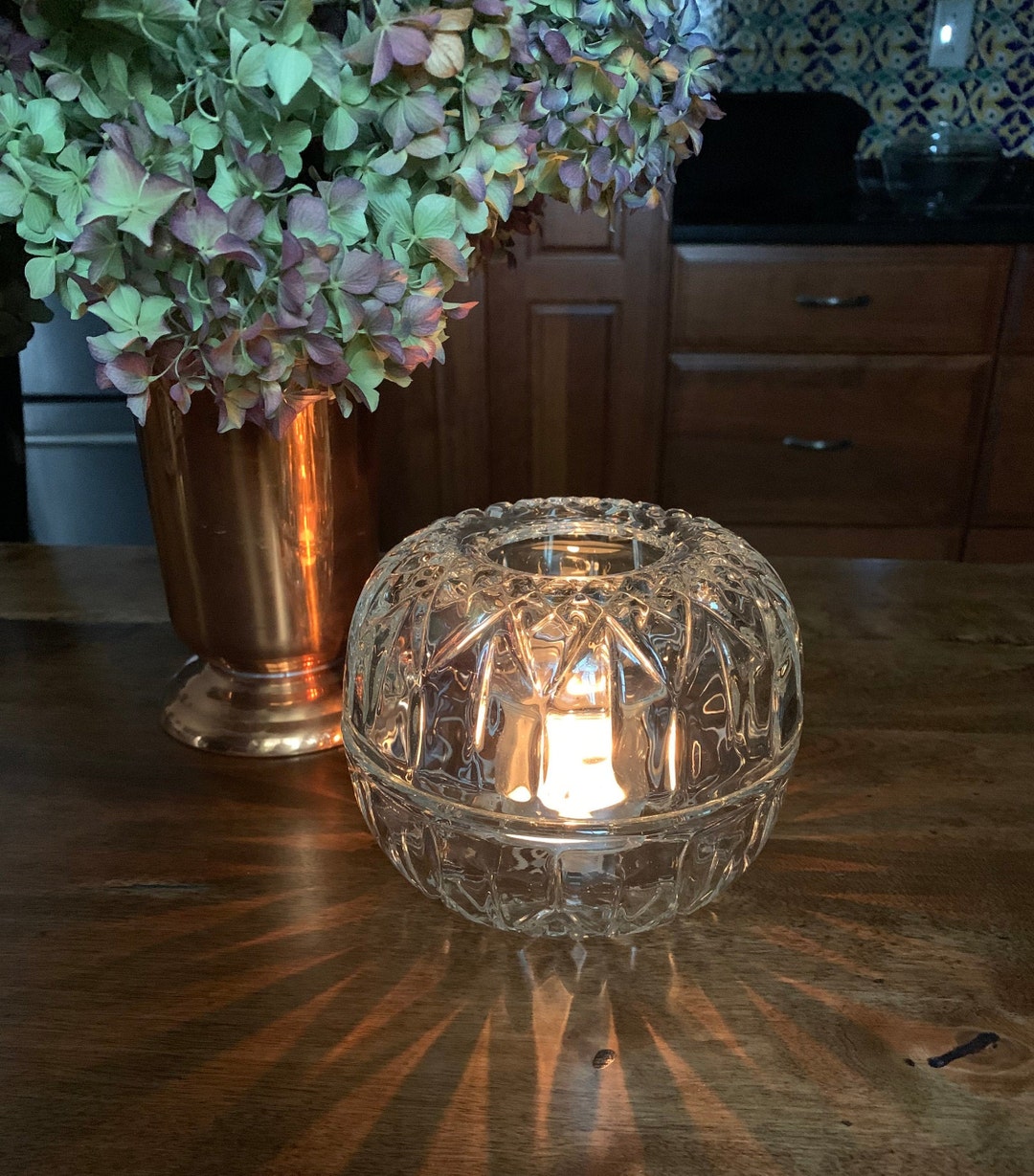 HOMCO Round 2-pc. Clear Diamond Cut Fairy Light Candle Holder - Etsy