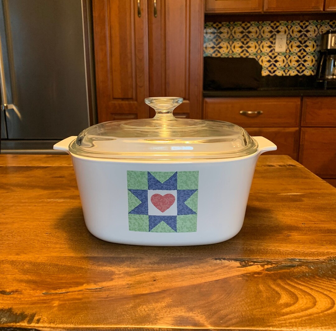 Vintage Corning Ware HTF Quilt Pattern - 3 Qt. (3L) - Square Casserole ...