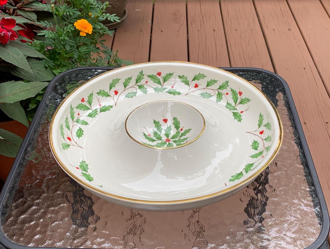 Lenox Holiday Pattern Chip and Dip Plate - Excellent Condition - Etsy