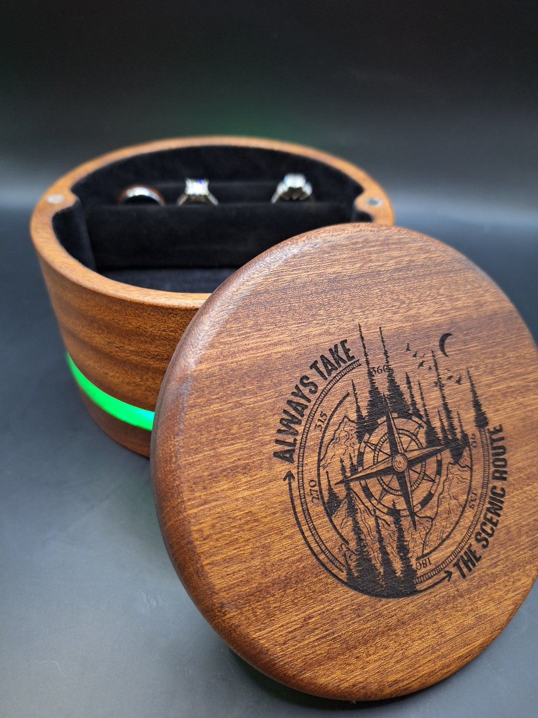 The Outdoors Lover. Custom Mahogany Jewelry Box With a Colorful LED ...