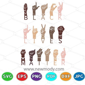 Black Lives Matter Sign Language Hand SVG - Hands Together With ...