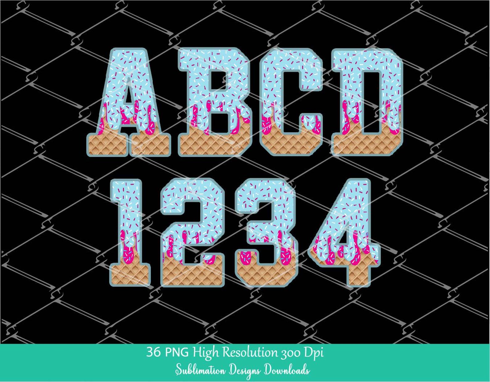 Sprinkle Drip Alphabet PNG Clipart, Pink , Blue Drippy Ice Cream Cone ...