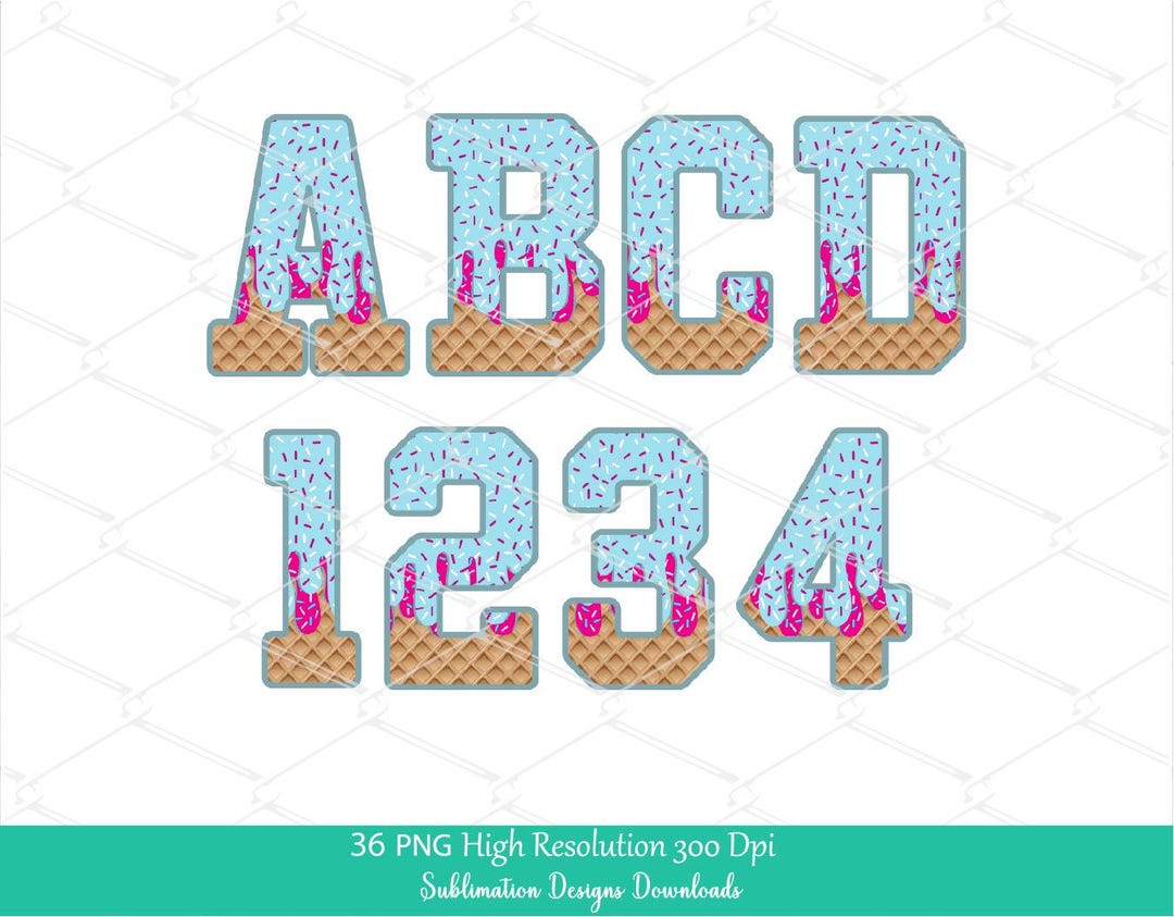 Sprinkle Drip Alphabet PNG Clipart, Pink , Blue Drippy Ice Cream Cone ...