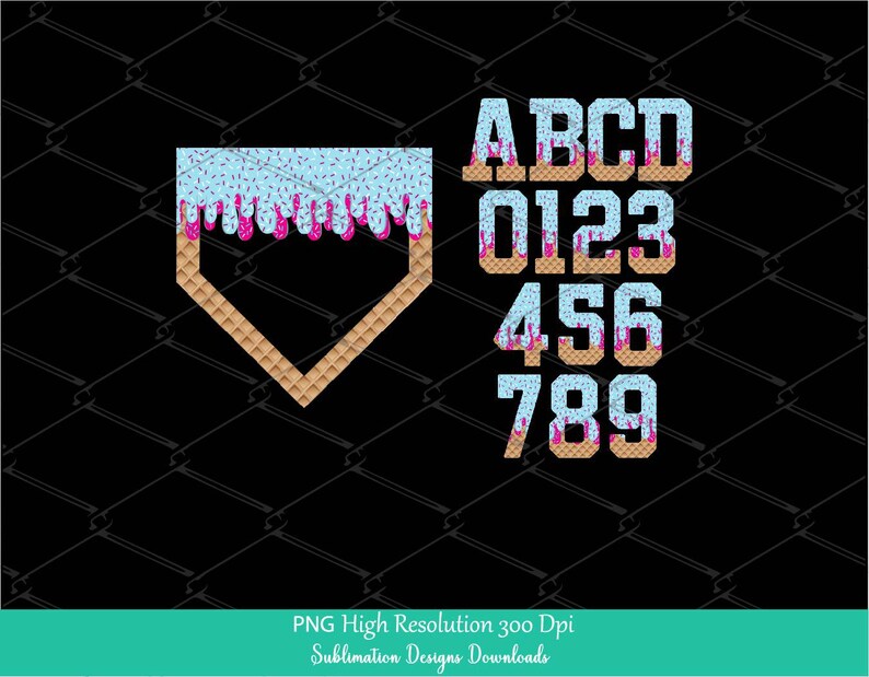 Sprinkle Drip Drip Home Alphabet Set PNG Bundle, Pink & Blue Drippy Ice ...