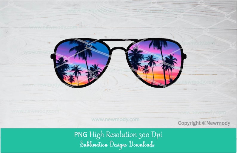Summer Sunglasses PNG Bundle: Beach & Sunset Designs (digital Download ...