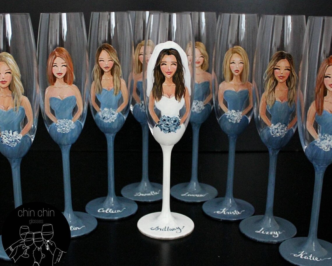 Personalized Glasses Wedding Art Unique Wine Glass Champagne | Etsy