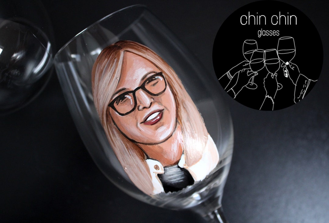 Portrait on Glass Custom Hand Painted Glasses Portrait From Photo ...