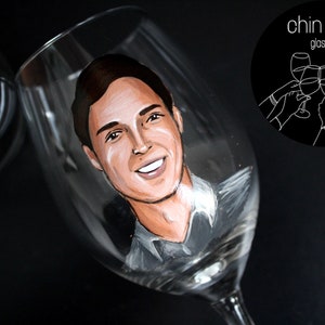 Portrait on Glass Custom Hand Painted Glasses Portrait From Photo ...