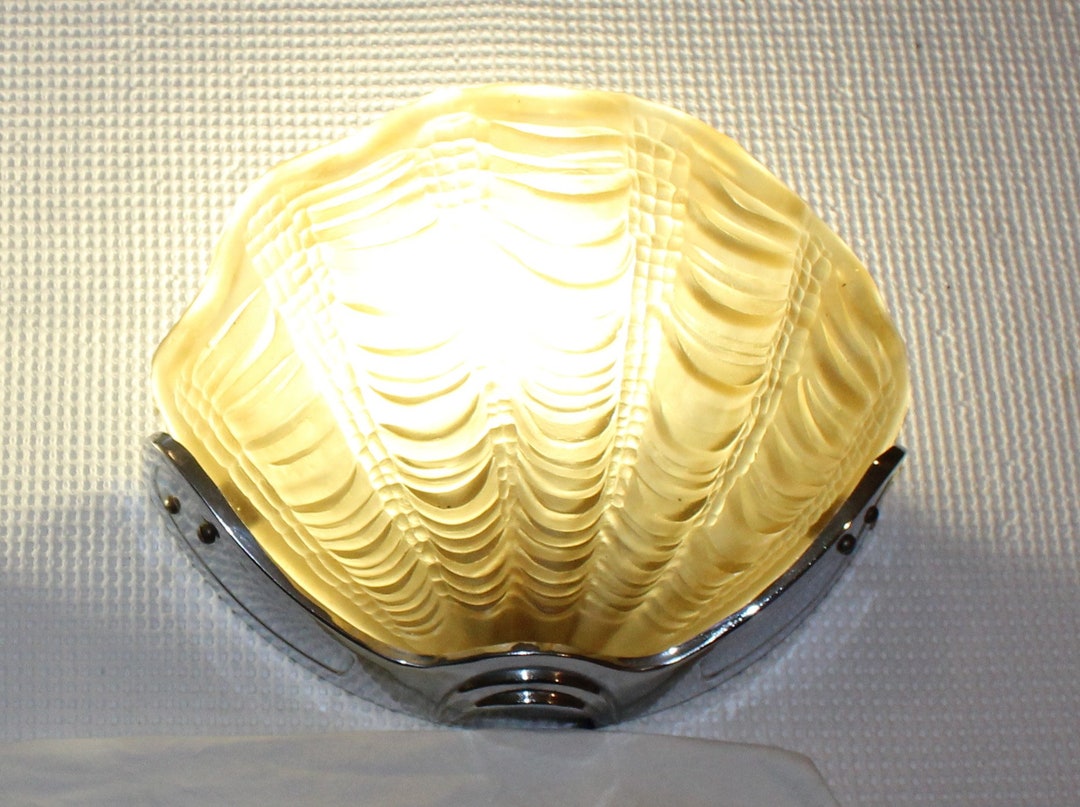 Super Pair of Art Deco Clamshell Wall Lights/sconces in Yellow. - Etsy