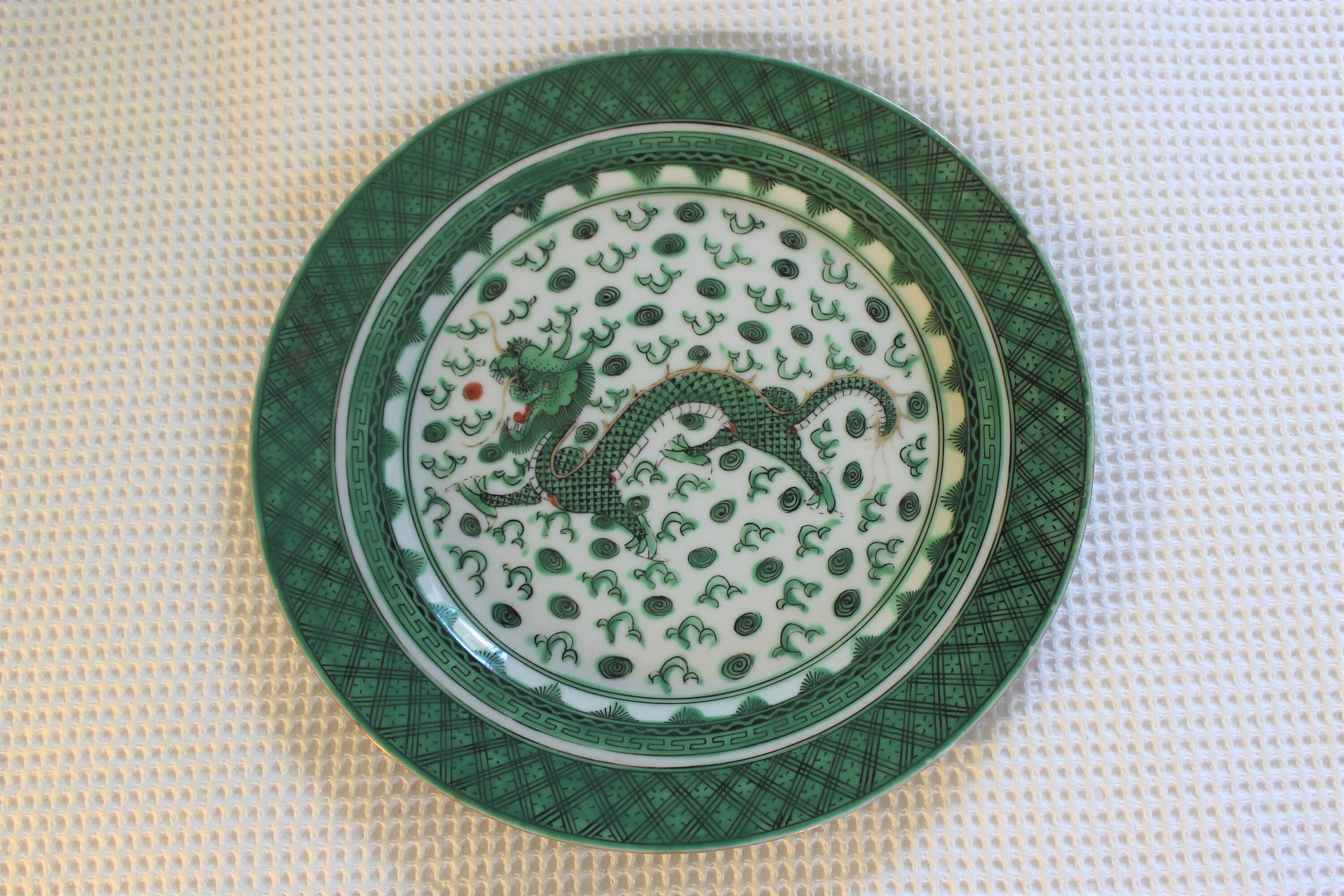 Pretty Chinese Dragon Plate in Emerald Green, With Stand. - Etsy