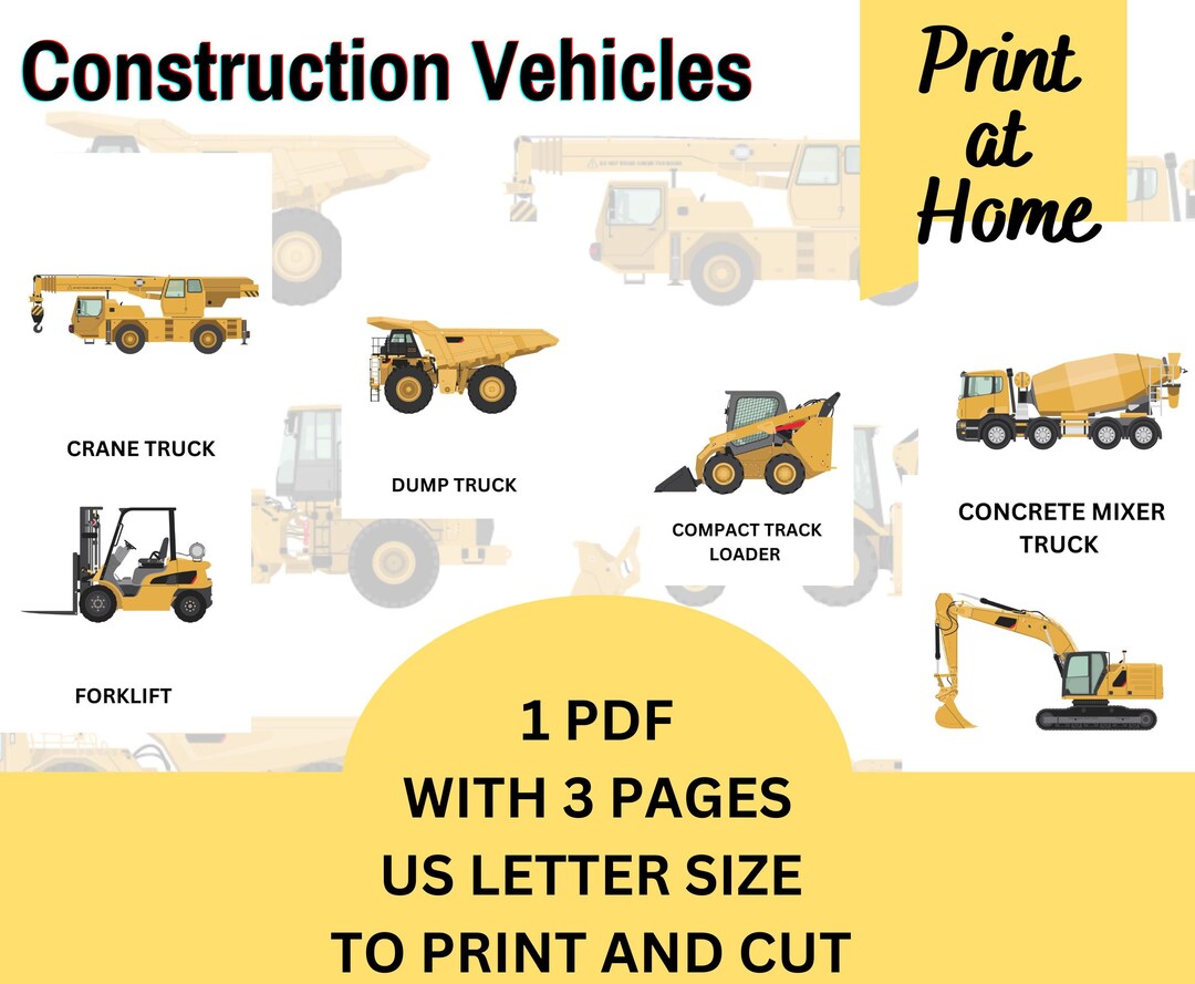 Constrution Vehicles Flashcards, Heavy Equipment, Toddler Flashcard ...