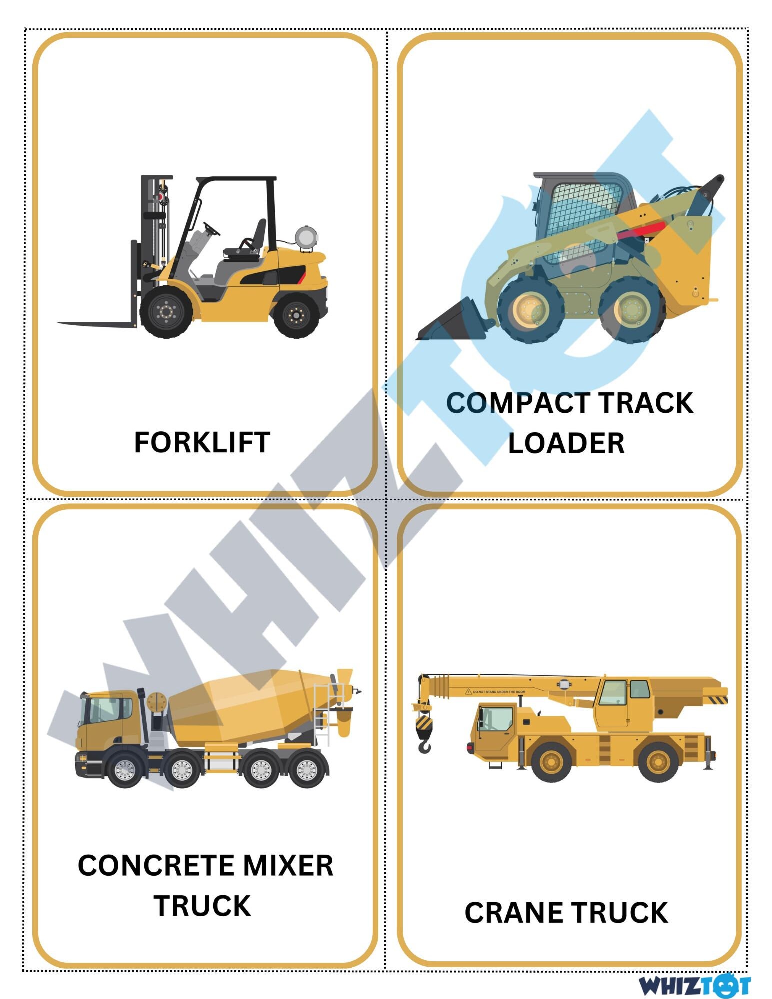 Constrution Vehicles Flashcards, Heavy Equipment, Toddler Flashcard ...