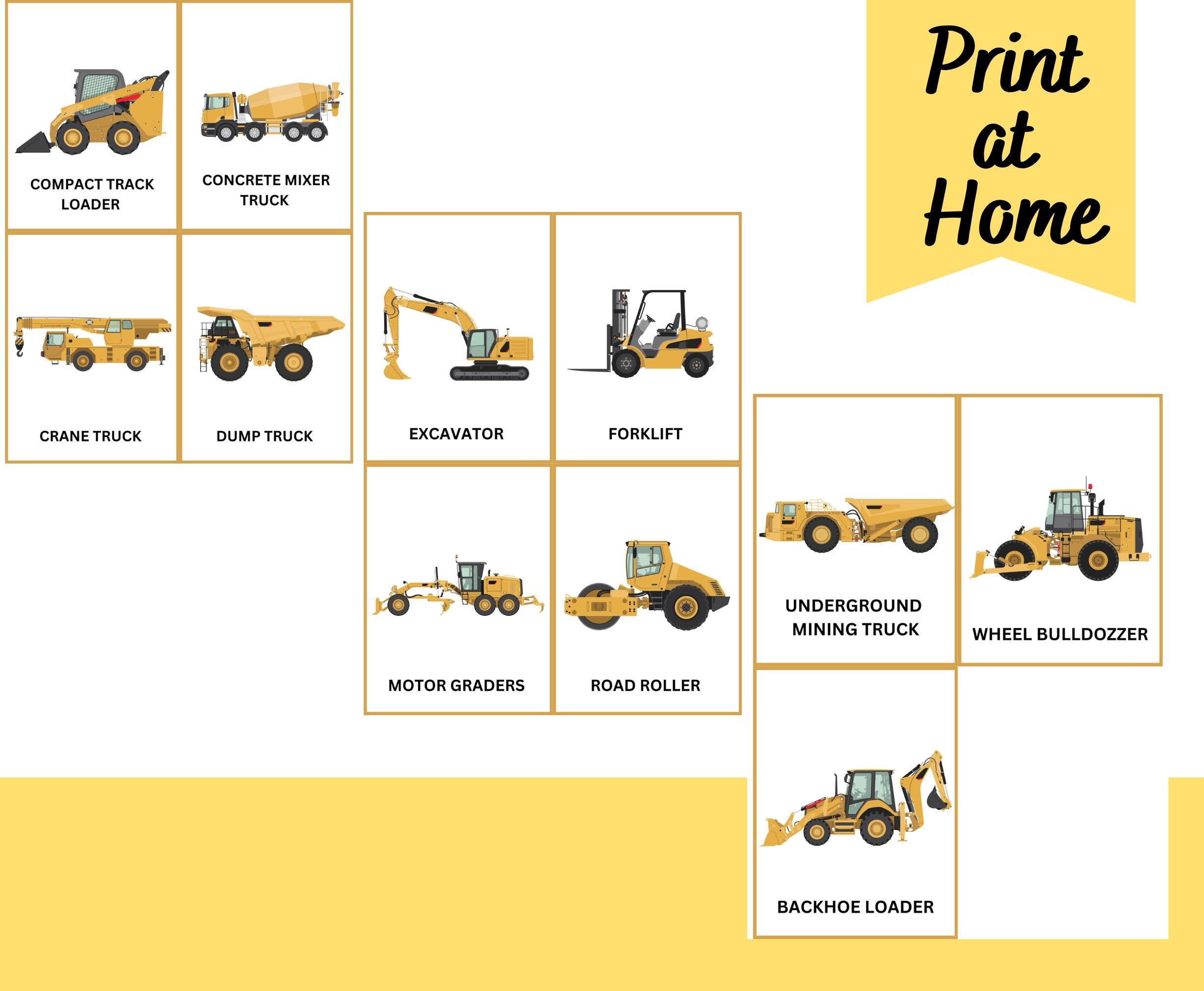 Constrution Vehicles Flashcards, Heavy Equipment, Toddler Flashcard ...