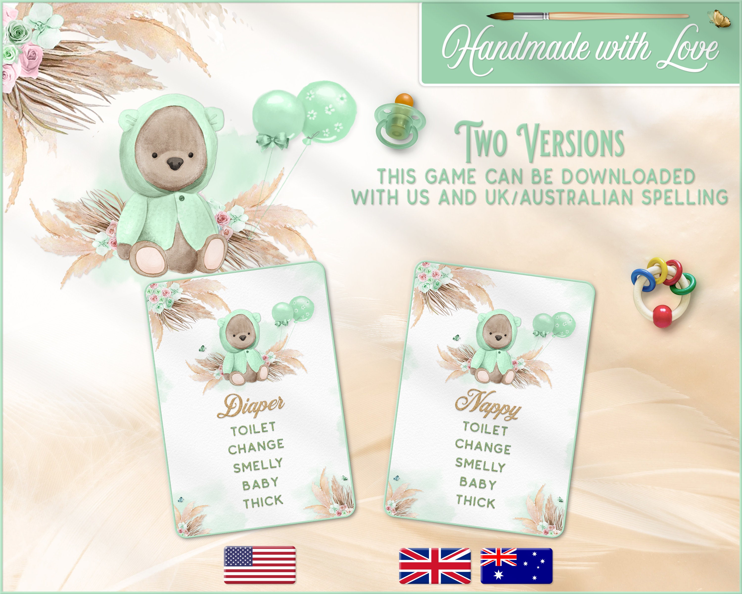 Boho Baby Shower TABOO Printable Baby Shower Game Gender Neutral Brown ...