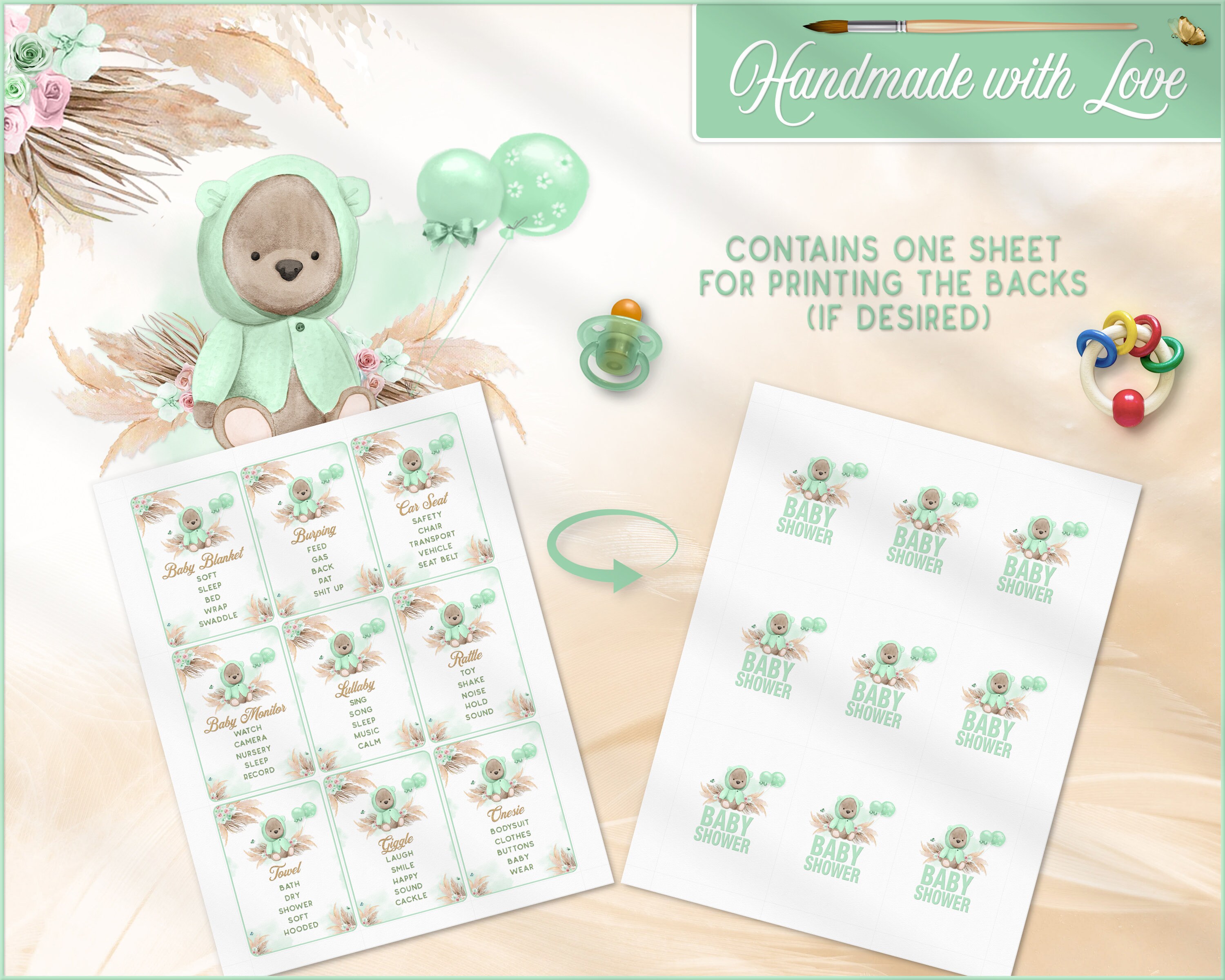 Boho Baby Shower TABOO Printable Baby Shower Game Gender Neutral Brown ...