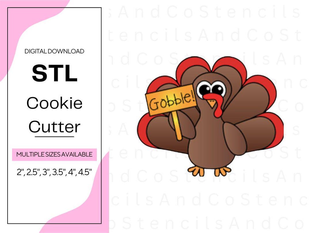 Turkey Cookie Cutter STL Files: 3D Printer Thanksgiving Design (instant ...