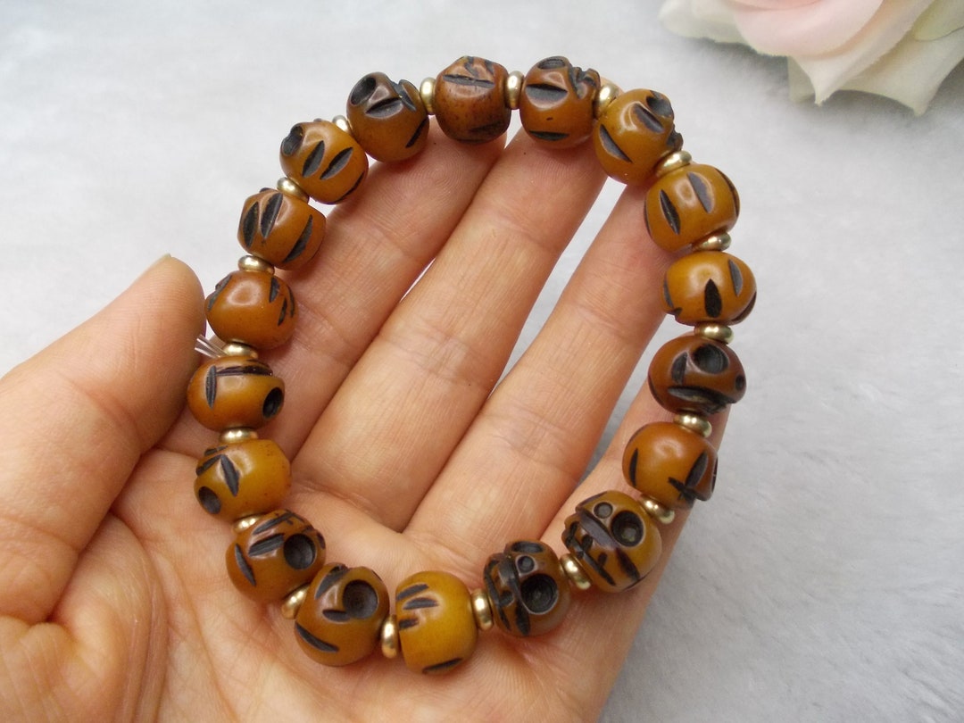 Tibetan Nepal Hand Carved Cartoon Skeleton Rudraksha Bodhi Buddha Bead ...