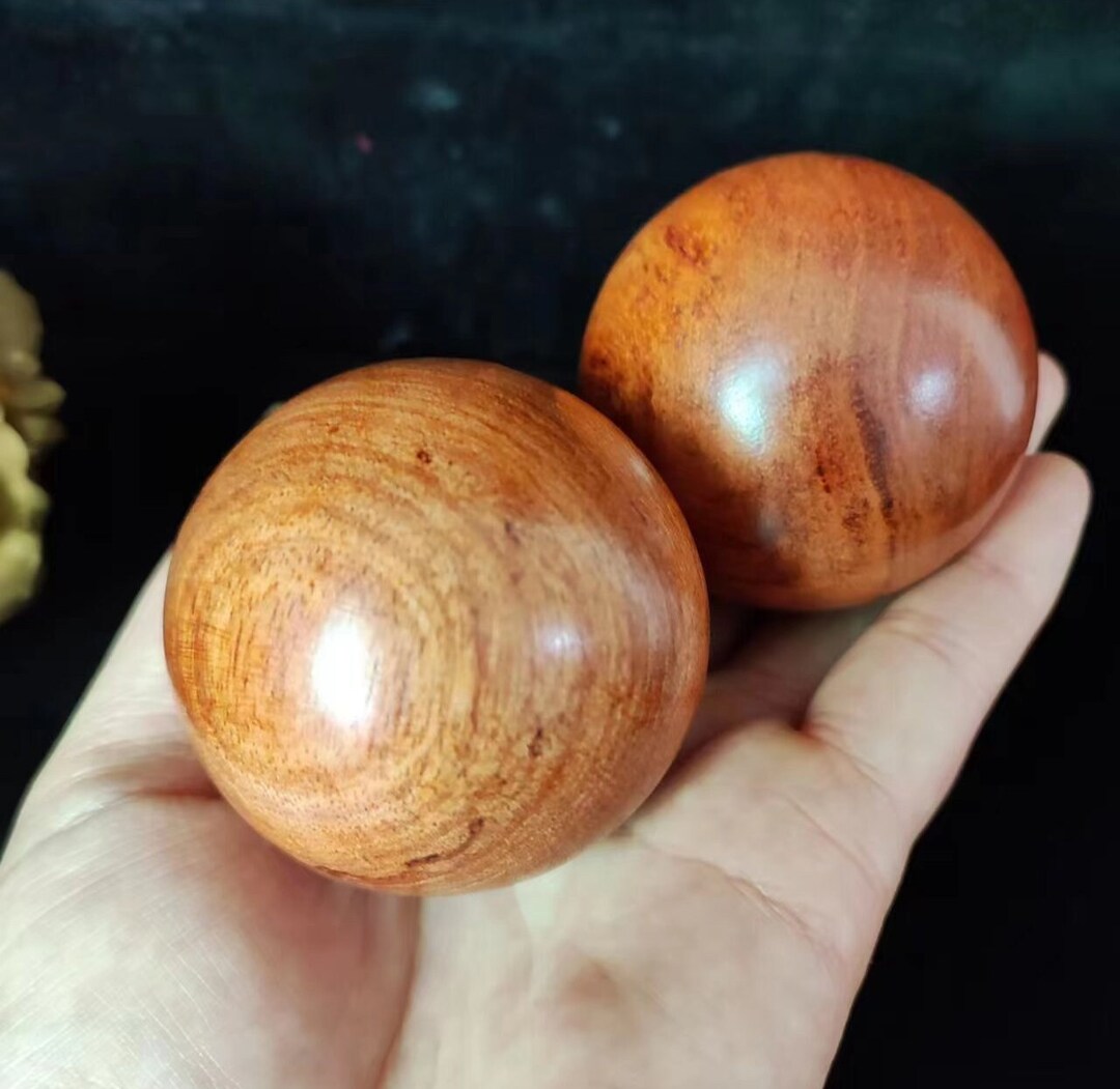 Get 2 Natural Wood Fitness Ball Health Ball,solid Ebony Hand Exercise ...