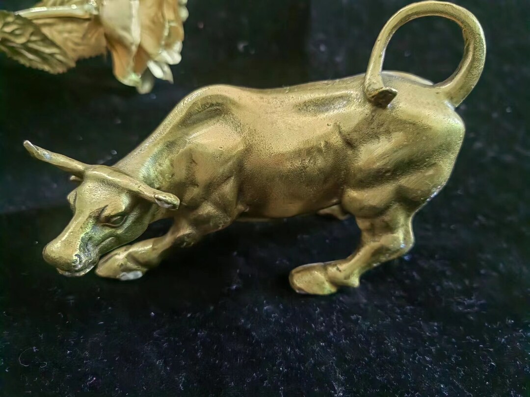 Antique Pure Copper Wall Street Bull Statue Sculpture,brass Cow Ox ...