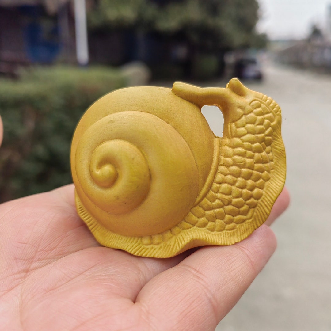 Natural Boxwood Wood Hand Carved Snails Statue Netsuke Fengshui,luxury ...