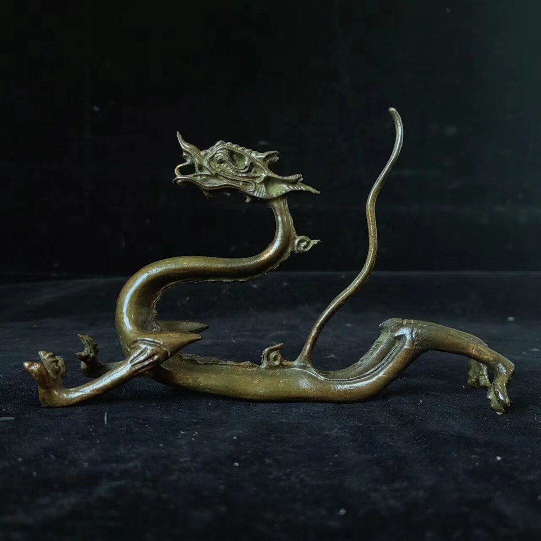 Mini God Dragon Sculpture Brass Copper Loong Statue, Royal Palace ...