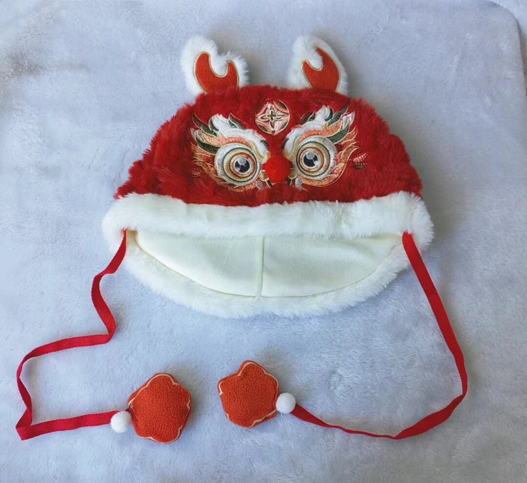 Hand-knitted Lunar New Year Cartoon Dragon Cap With Ear Flap Hat for ...