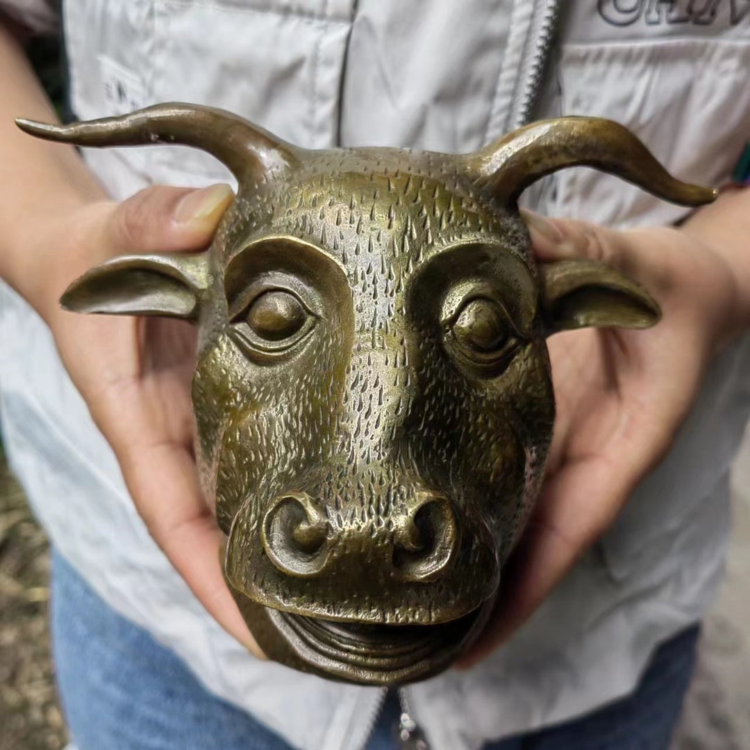 Fengshui Copper Zodiac Ox Head Animal Auspicious Lucky Beast, China ...