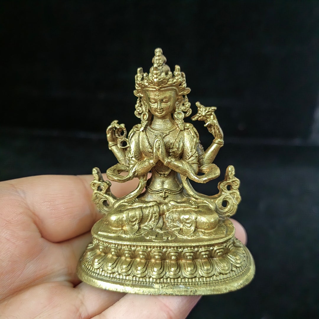 Tibetan Buddhist Statue, Nepal Bronze Bodhisattva Four Armed ...